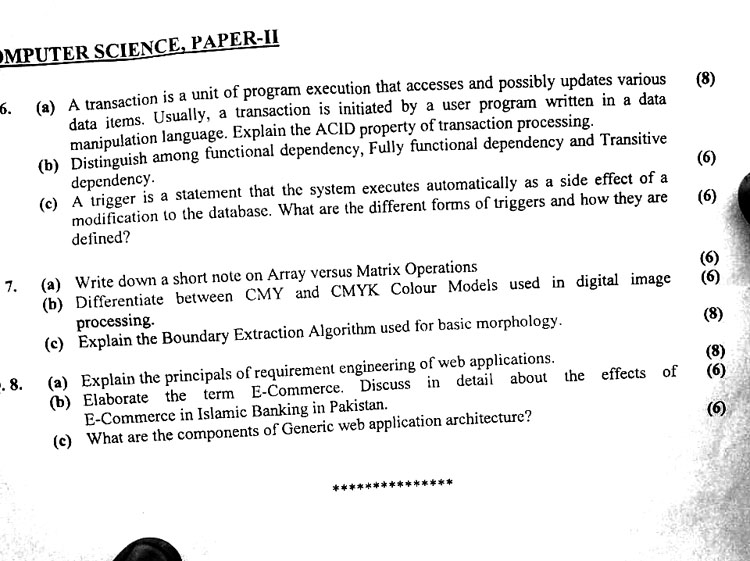 Computer Science Paper-II (CSS 2016 Paper) – Jahangir's World Times