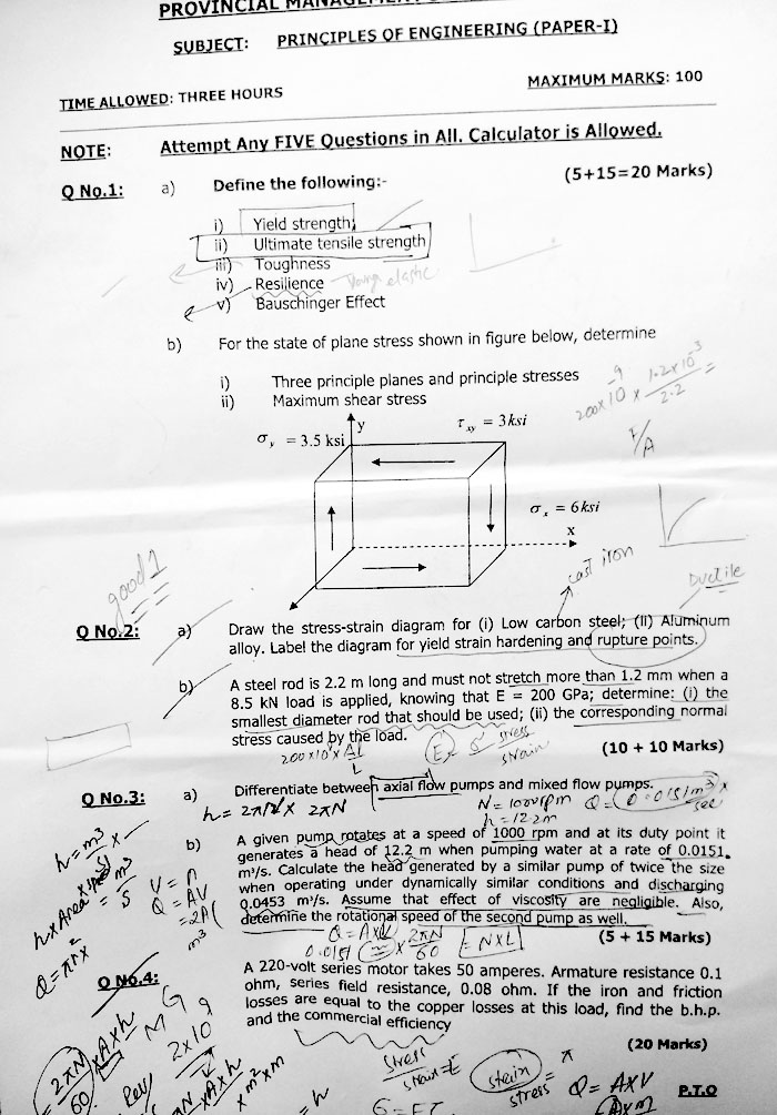 Principle of Engineering (Paper-I), PMS Past Paper 2016 – Jahangir's ...