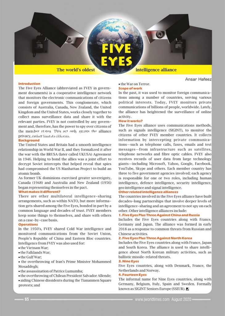 Five Eyes The world’s oldest intelligence alliance – Jahangir's World Times